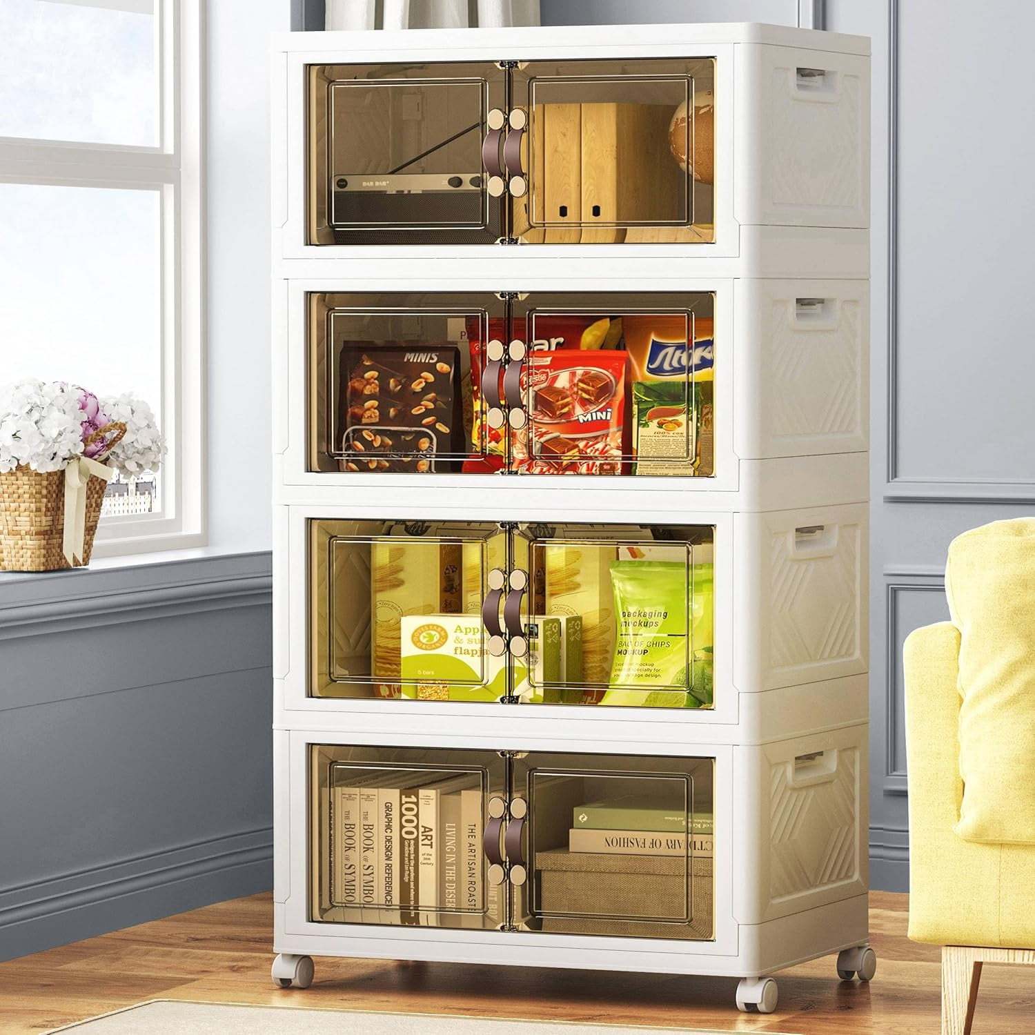 Stackable Storage Bins with Lids,Closet Organizers and Storage with ...