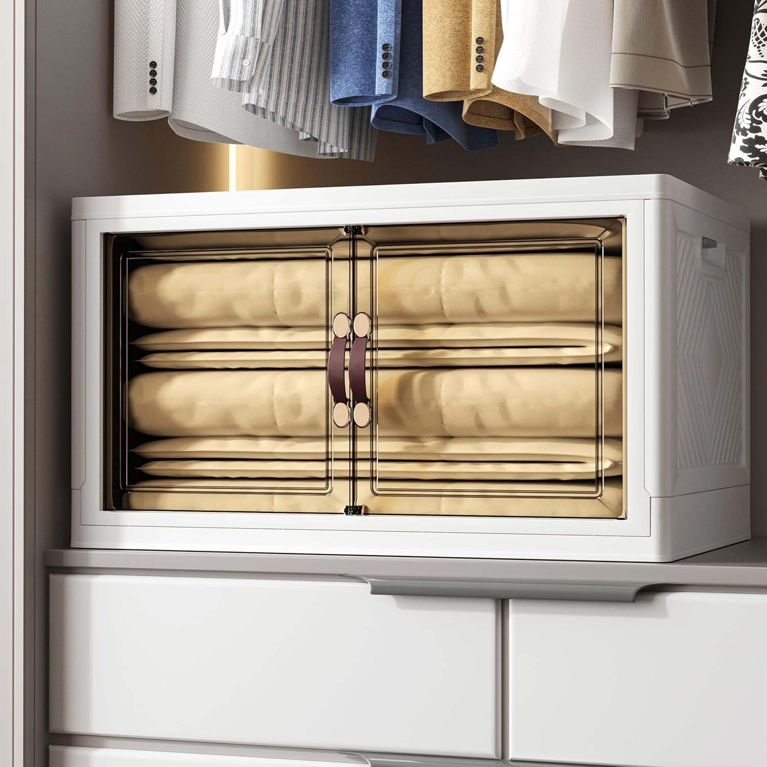 Stackable Storage Bins with Lids,Closet Organizers and Storage with ...