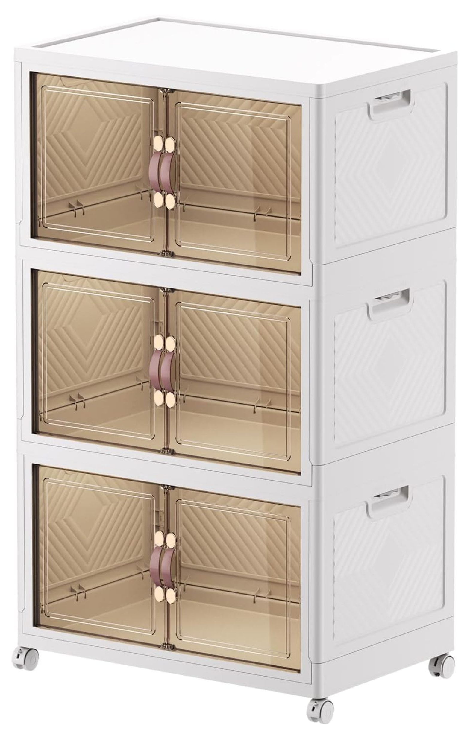 Stackable Storage Bins With Lids and Double Doors 3 Pack Plastic ...