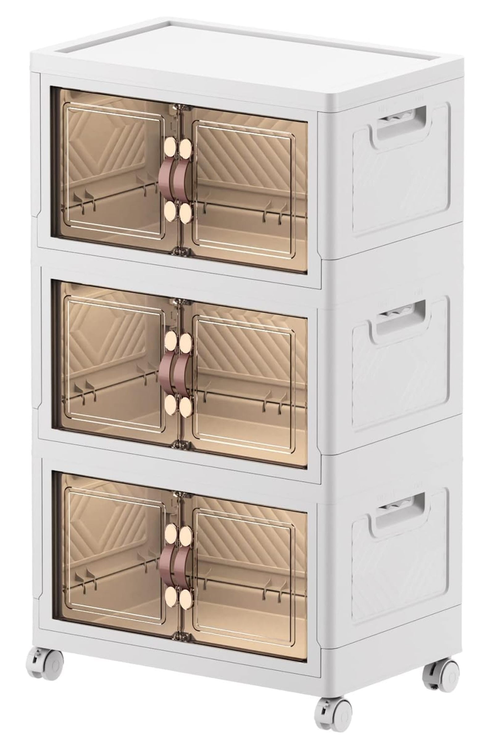 Stackable Storage Bins With Lids and Double Doors 3 Pack Plastic ...