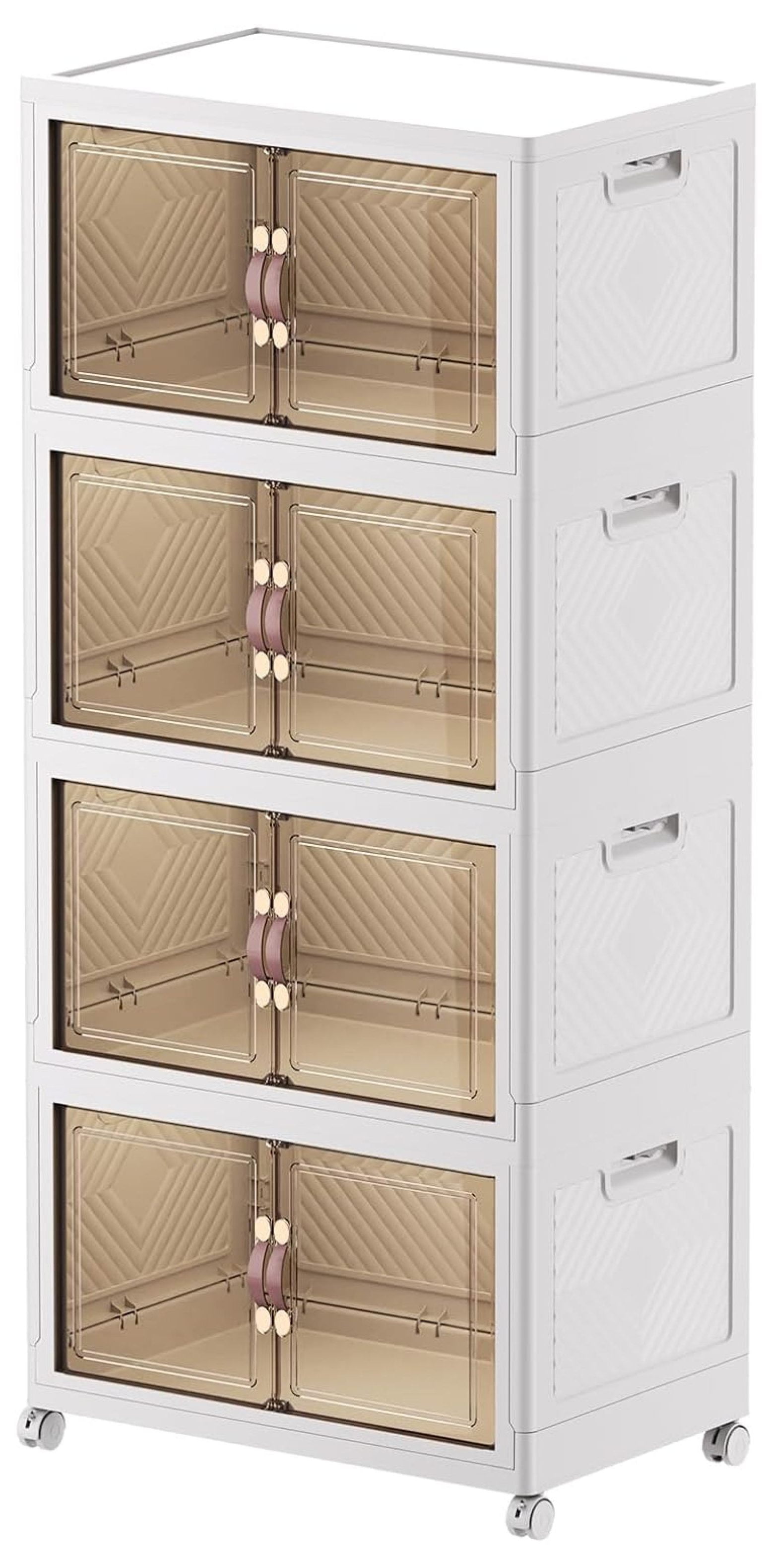 Stackable Storage Bins With Lids and Double Doors 4 Pack Plastic ...