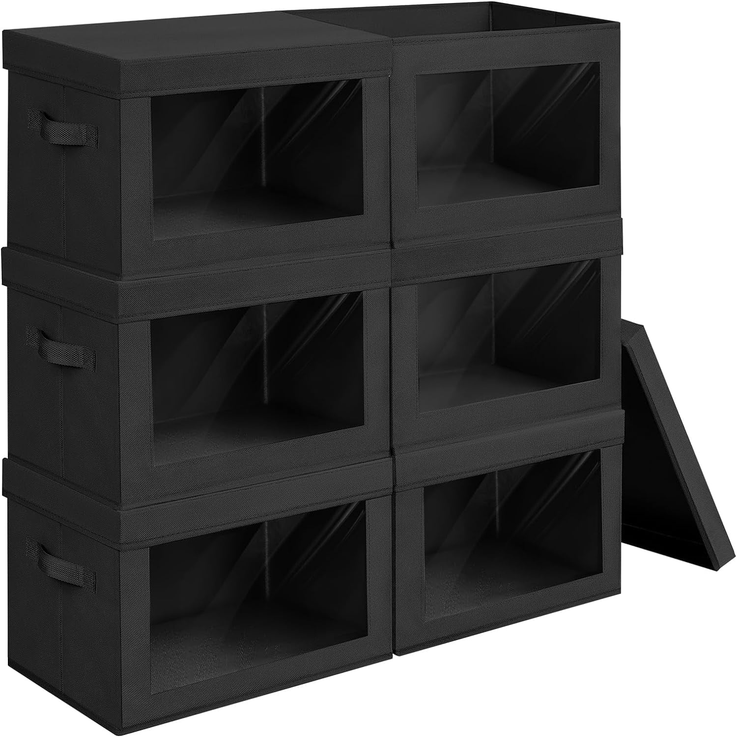 Stackable Storage Bins with Lids - Storage Baskets with Lids, Foldable ...