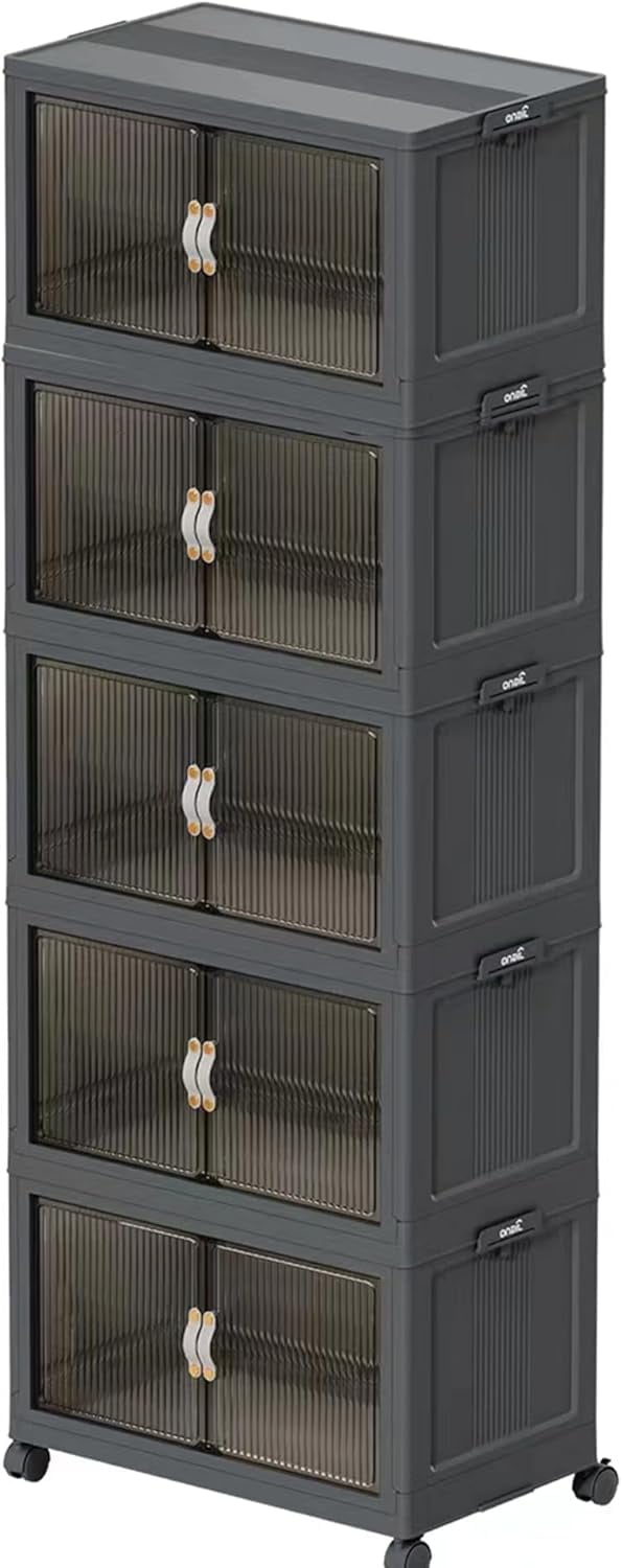 Stackable Storage Bins with Lids and Wheels - Plastic Closet Storage ...
