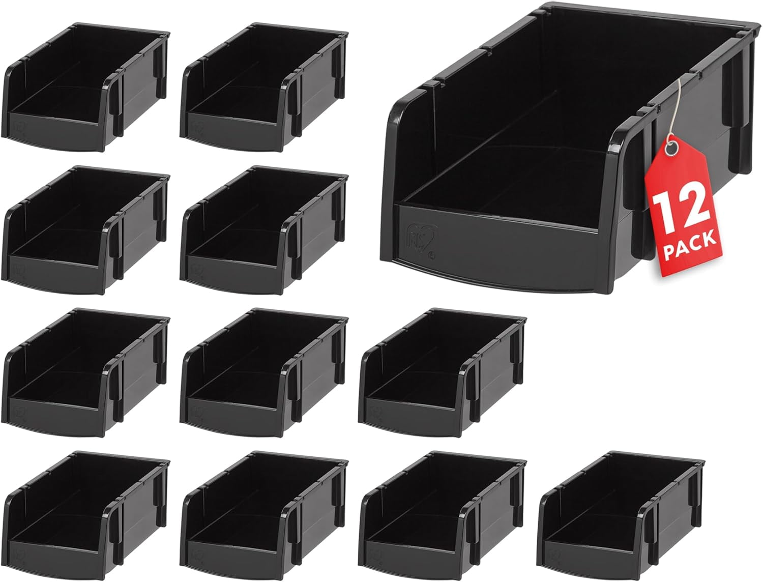 Stackable Storage Bins Open Front, 12 Pack, Plastic Hanging Organizer ...