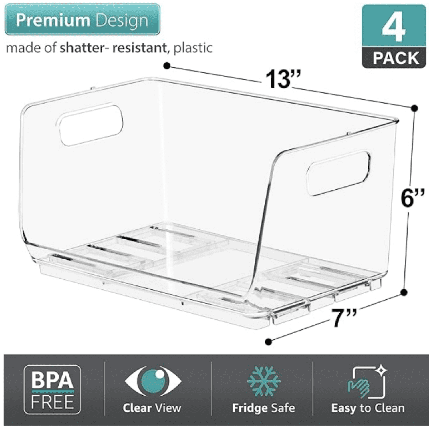 Stackable Storage Bins Open Front - Clear Stackable Storage Bins - Pantry Bins for Storage and ...