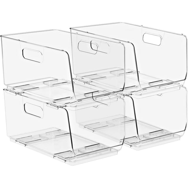 Stackable Storage Bins Open Front - Clear Stackable Storage Bins ...