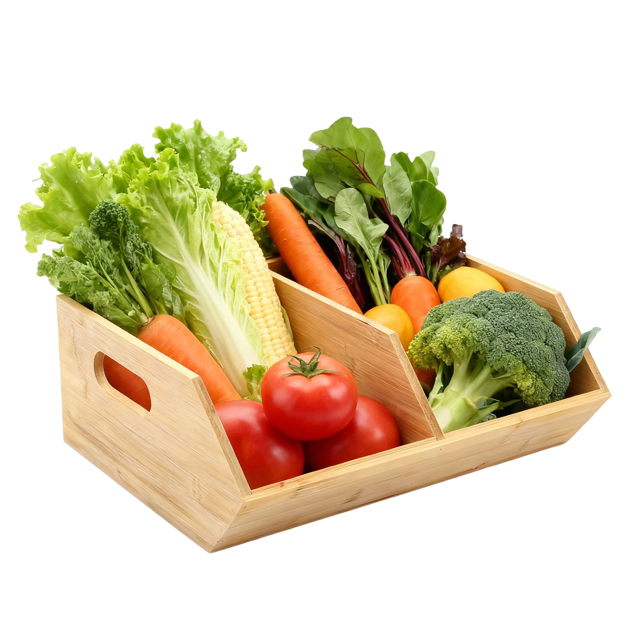 GARITIN Pantry Organizers and Storage Bins, Wood Storage Baskets for ...