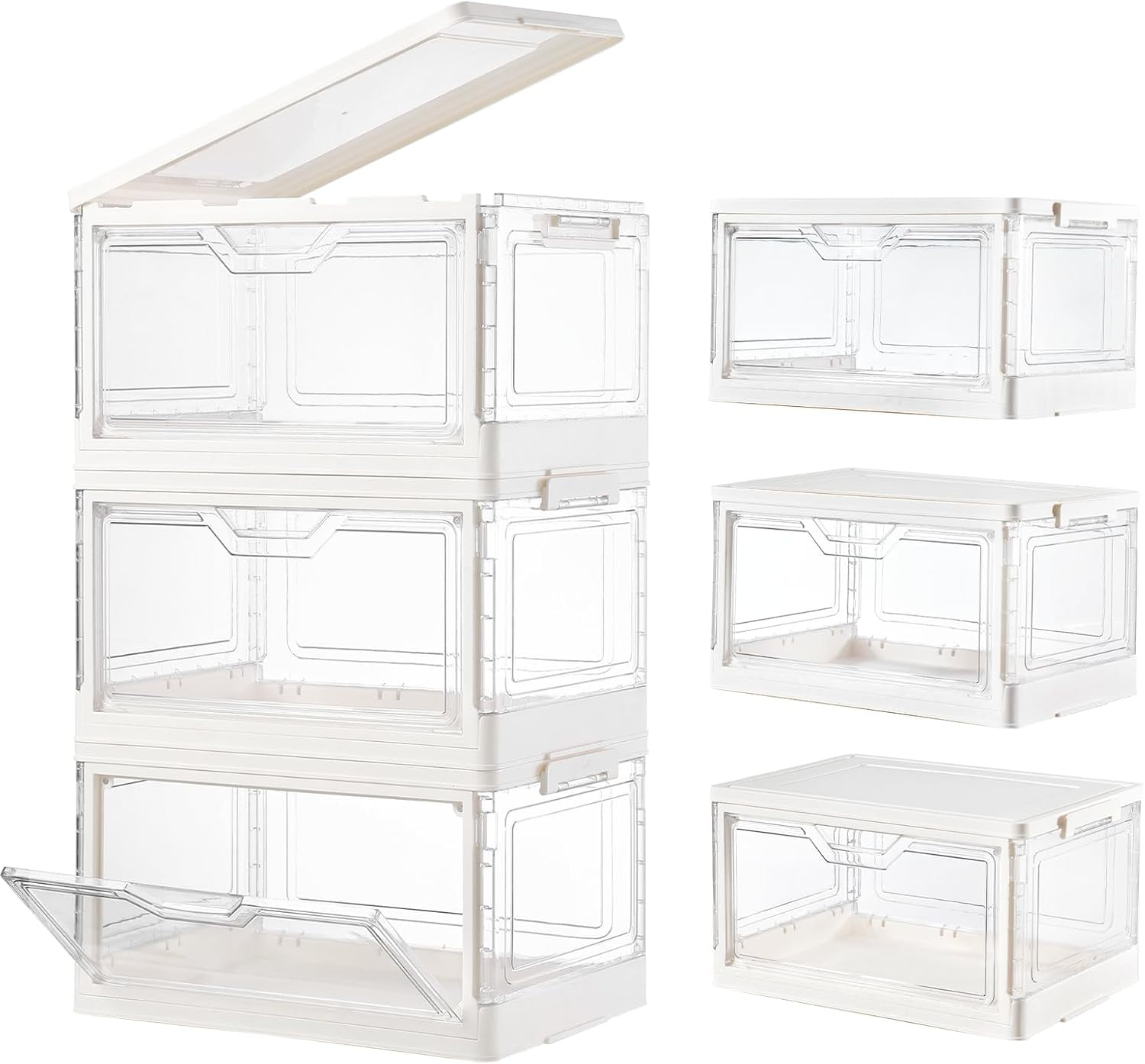 Stackable Storage Bins with Lids - Closet Organizers and Storage, 3 ...