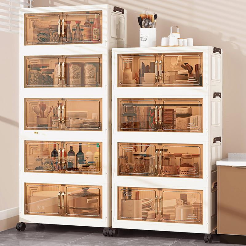 Stackable Storage Box with Lid, 1 Count Foldable Storage Cabinet ...