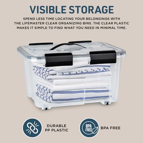 Stackable Storage Box Set - 6 Pieces 32 Quarts Multi-purpose, Space-Efficient Stackable Storage ...