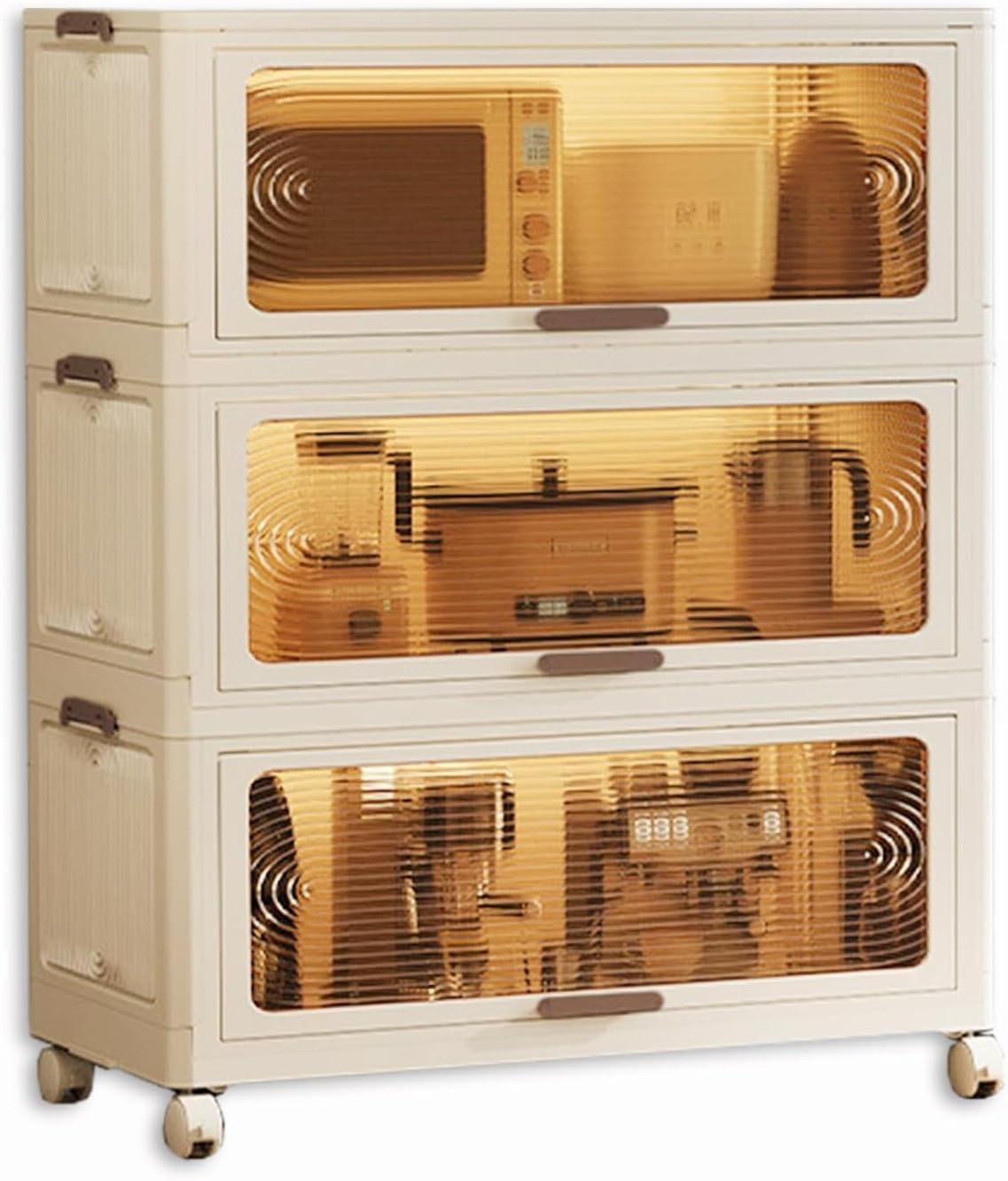 Stackable Storage Boxes, Folding Storage Box with Doors, Clear Storage ...