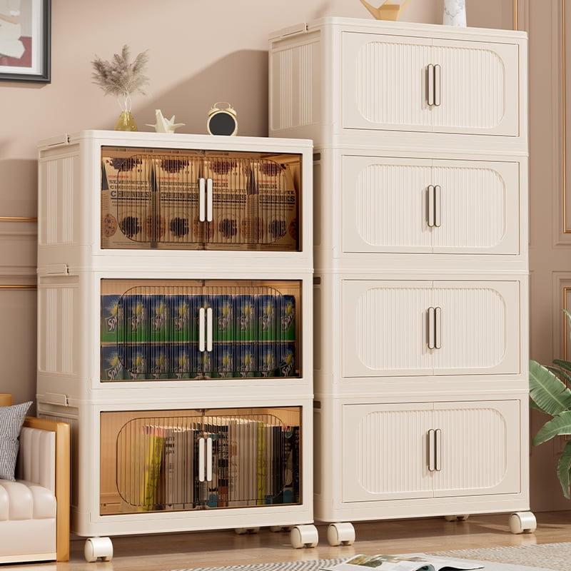 Stackable Storage Boxes with Wheels and Doors Storage Containers Boxes ...