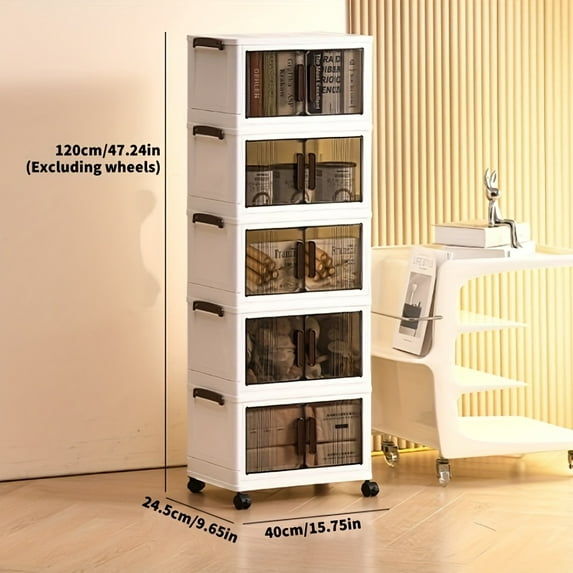 Stackable Storage Container with Wheels, a Collapsible Trash Bin, And a ...