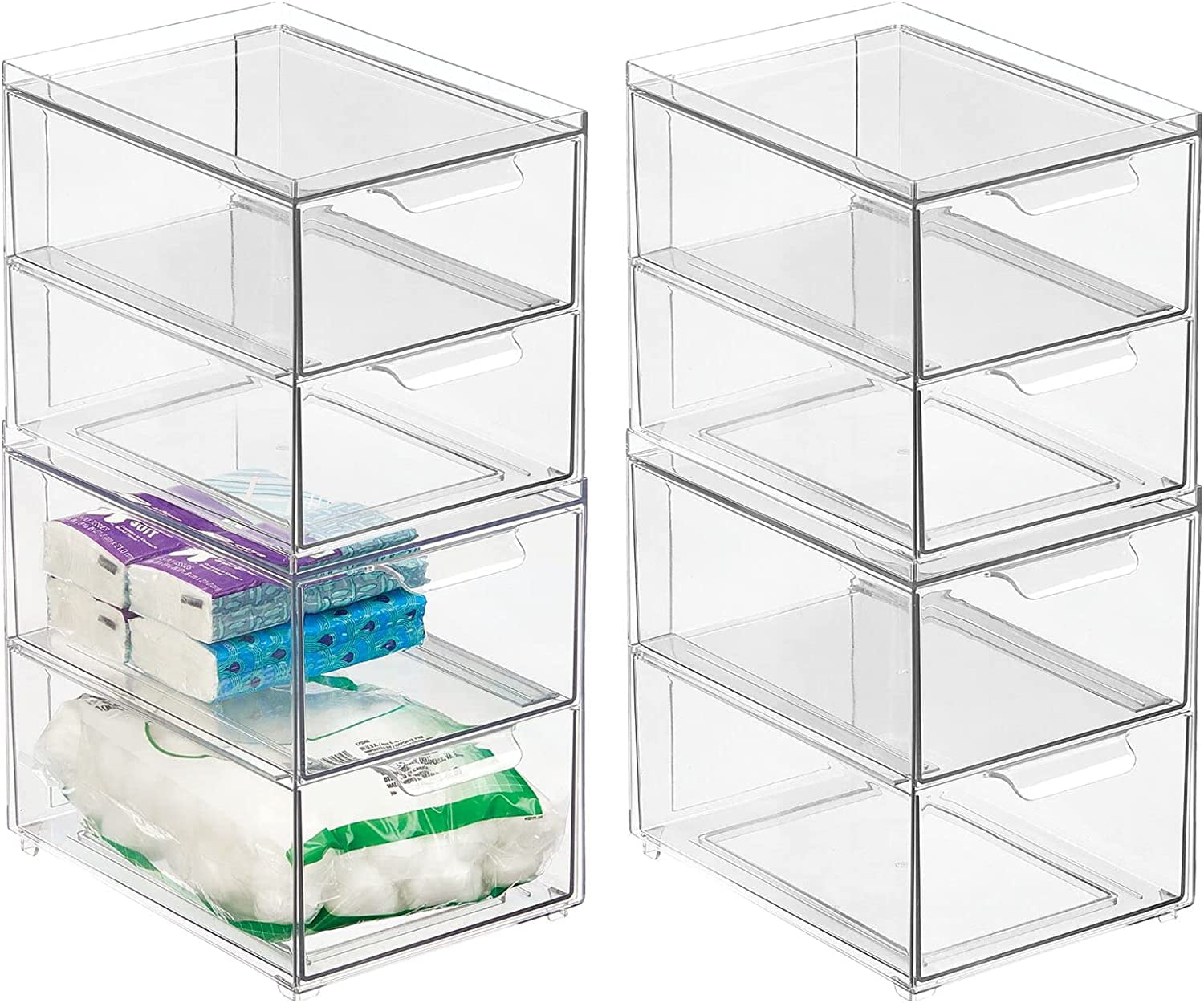 Stackable Storage Containers Box with 2 Pull-Out Drawers - Stacking ...