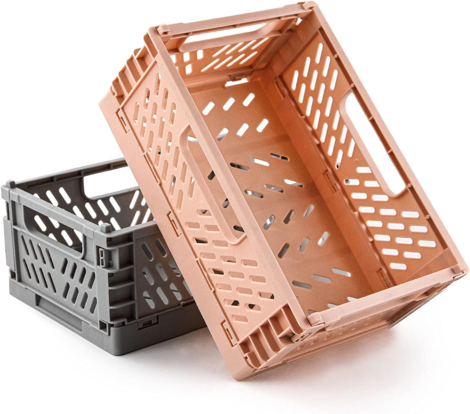 Stackable Storage Crates for Home Kitchen, PP Plastic Foldable Baskets ...