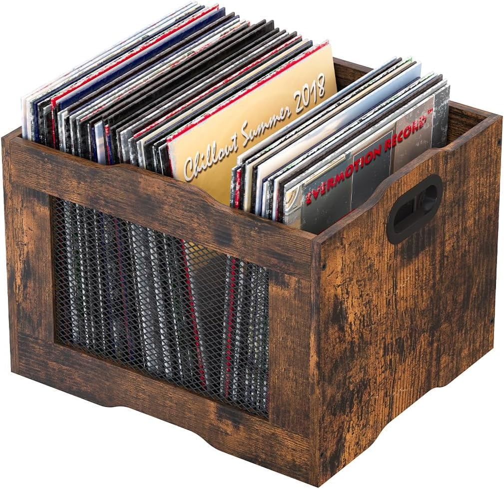 Stackable Storage Crates, Wood Vinyl Records Albums Holder Box ...