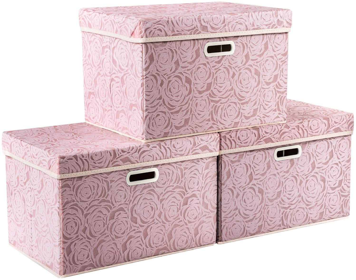 Stackable Storage Cubes with Lids [5-Pack] Fabric Decorative Storage ...
