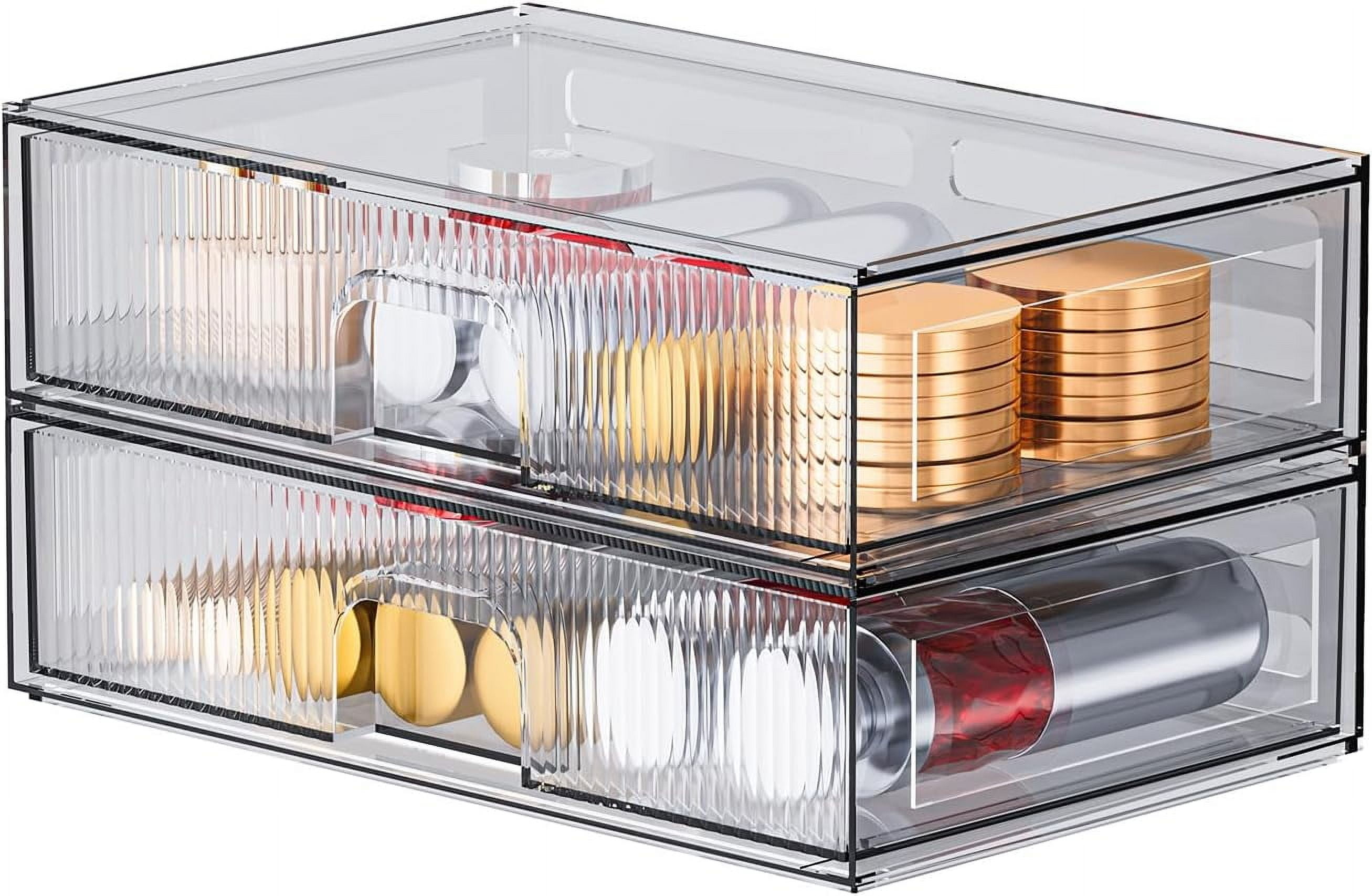 Stackable Storage Drawer, 2 Piece Acrylic Organiser for Cosmetics and ...