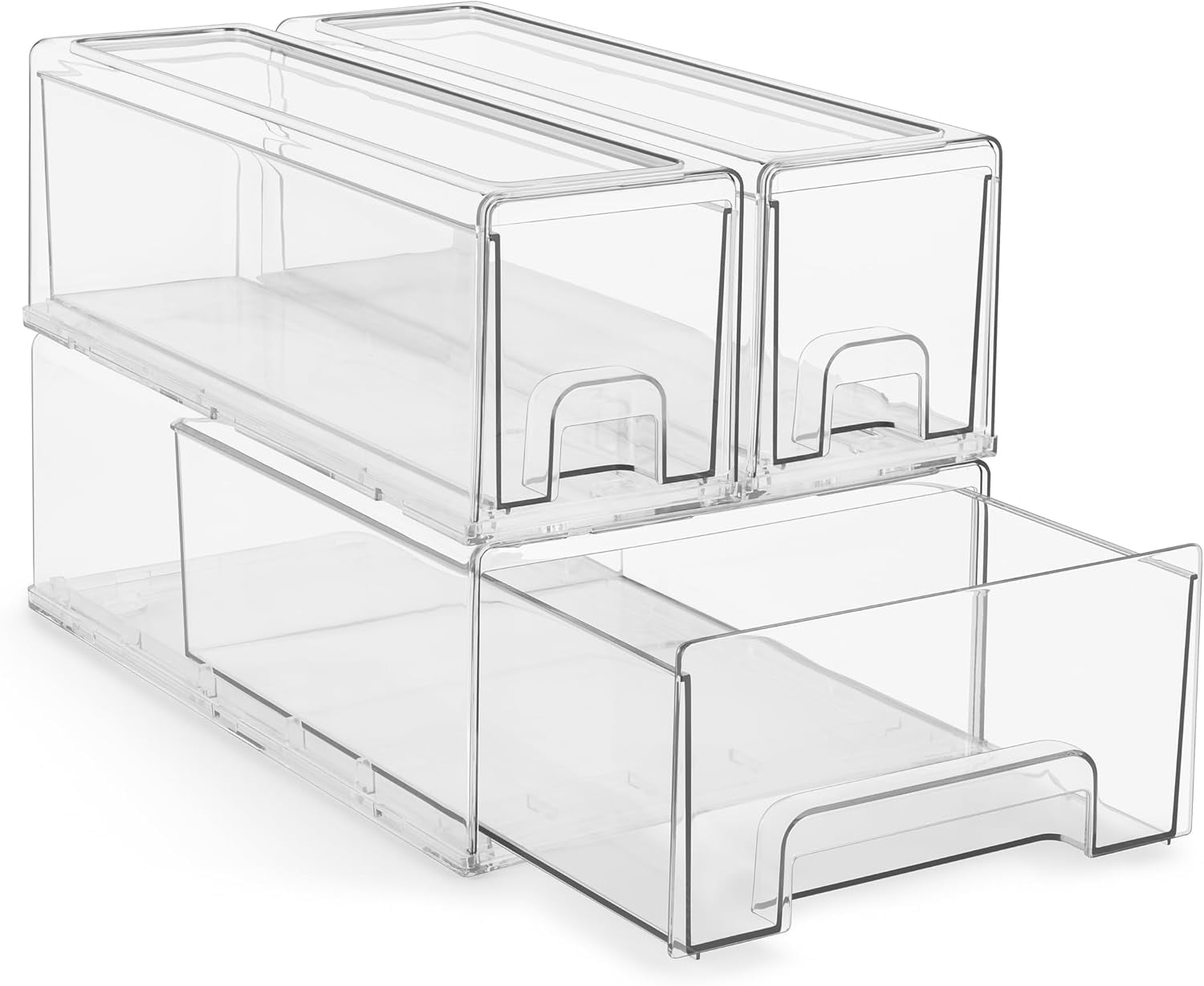 Stackable Storage Drawers – 1 Medium & 2 Small Plastic Drawer Storage ...