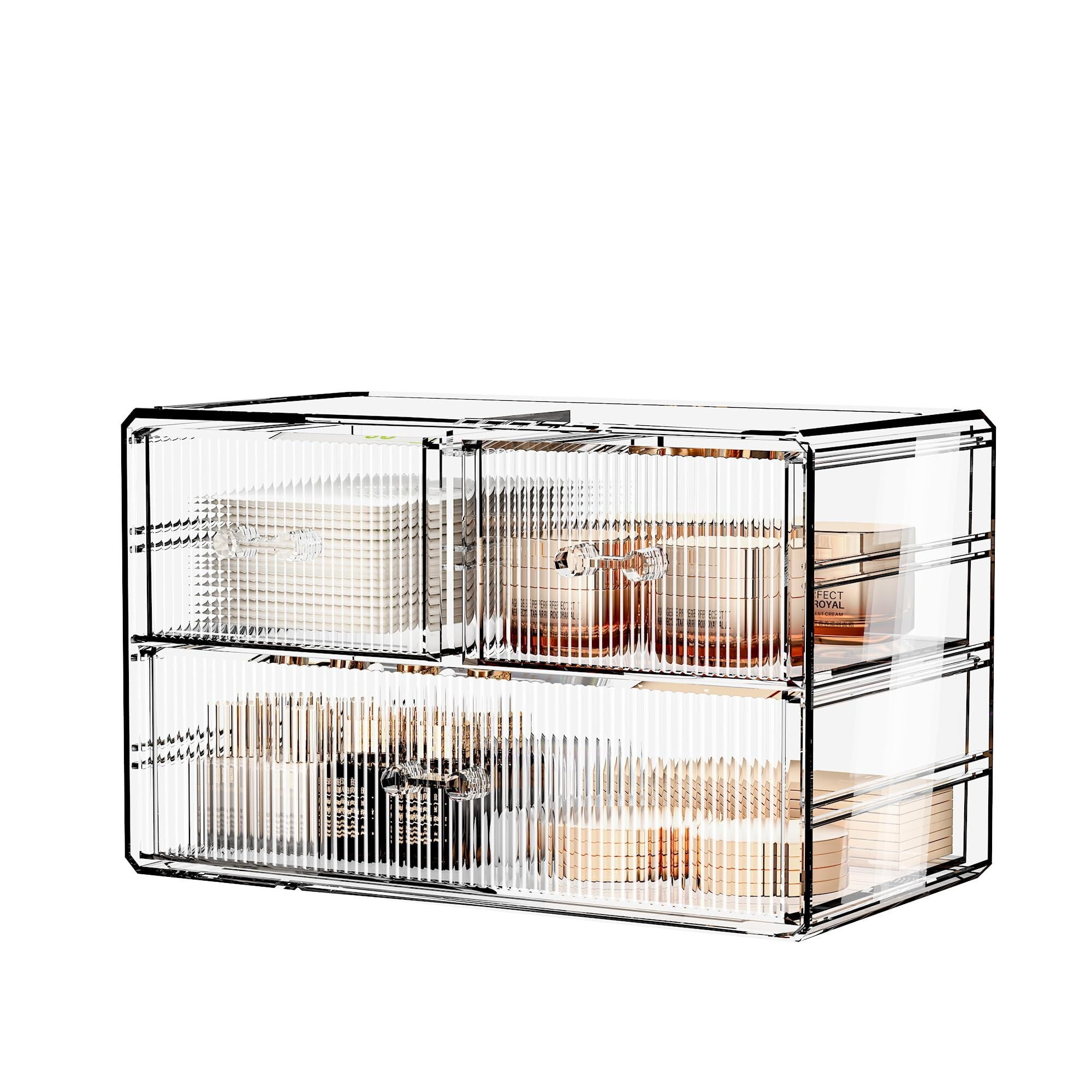 Stackable Storage Drawers, Acrylic Bathroom Counter Organizer Clear ...
