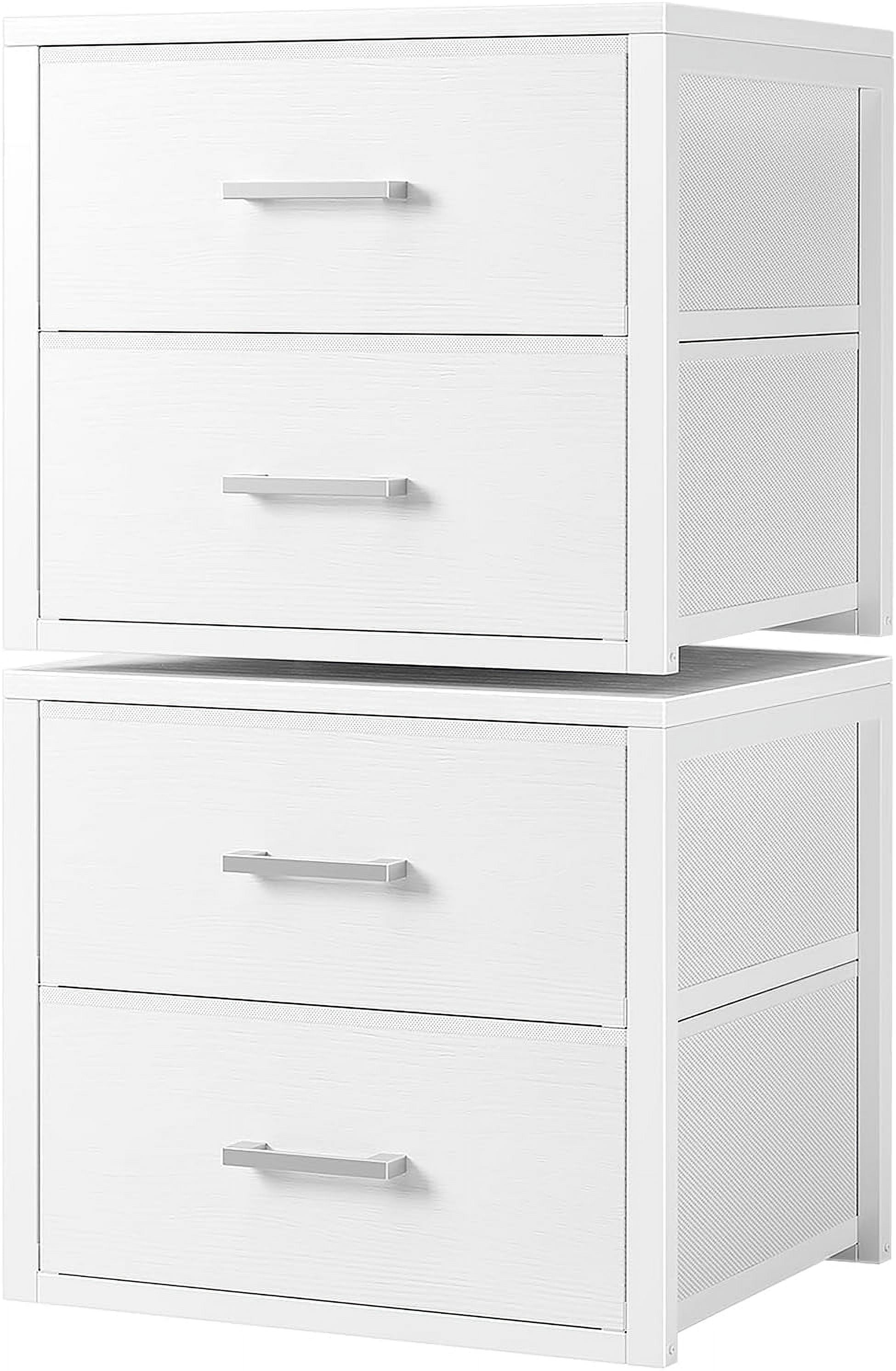 Stackable Storage Drawers Closet Organizers and Storage Fabric White 2 ...