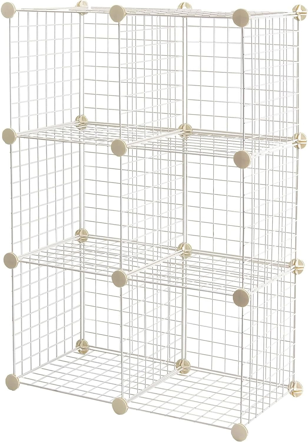 Stackable Storage Shelves with 6-Cube Wire Grid, 12 X 12-Inches, White ...