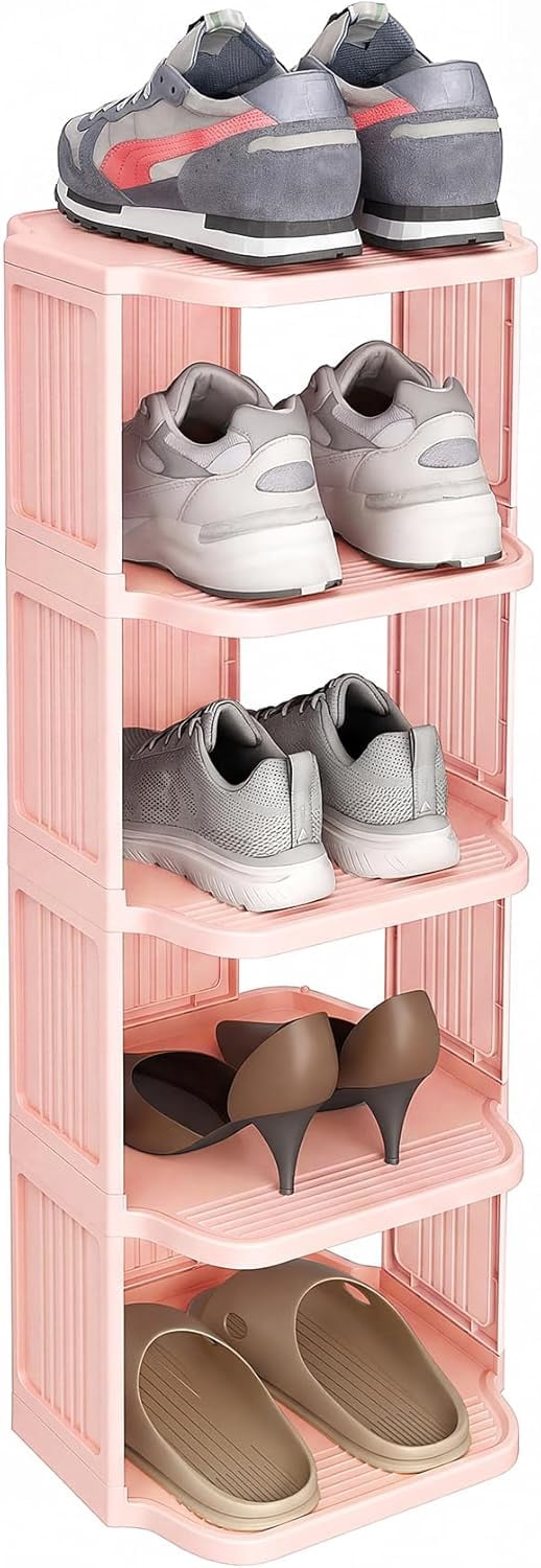 Stackable Tier Shoe Rack for Closet & Entrance - Tall, Narrow, Vertical ...