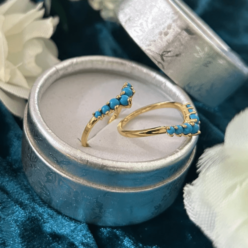 Stackable Turquoise Bands 925 Sterling Silver Engagement Ring Guard - Walmart.com