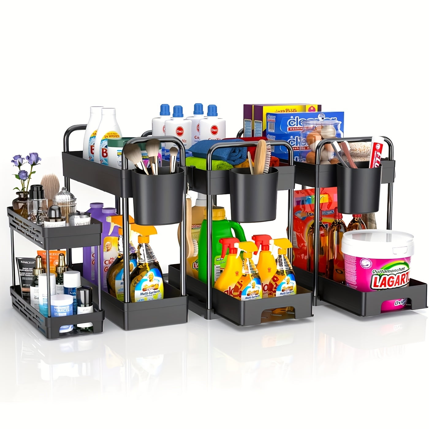 [Stackable Under Sink Organizer] 4 Pack Stackable Under Sink Organizer ...