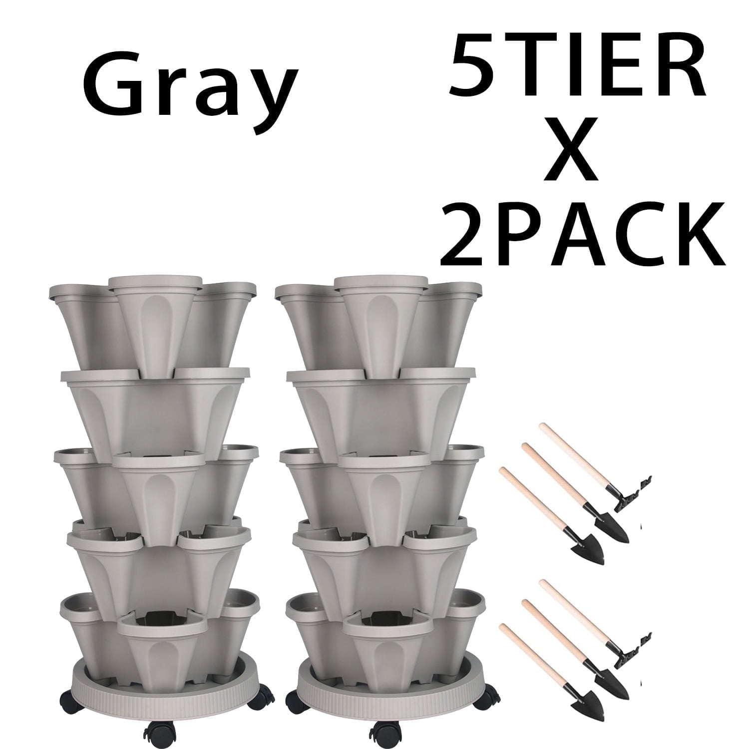 5-Tier Stackable Garden Planter with Wheels, Indoor/Outdoor Herb ...