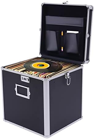 Stackable Vinyl Record Storage Box, Lockable 50 Album Storage Holder ...