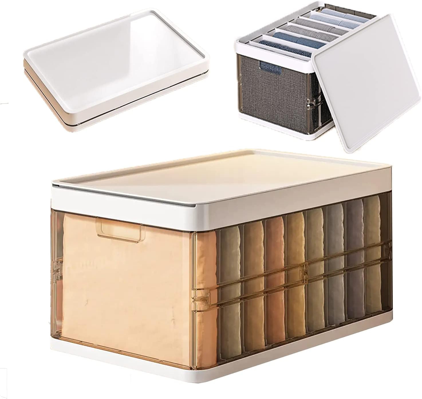 Stackable Wardrobe Clothes Organizer, Jeans Compartment Plastic Storage ...