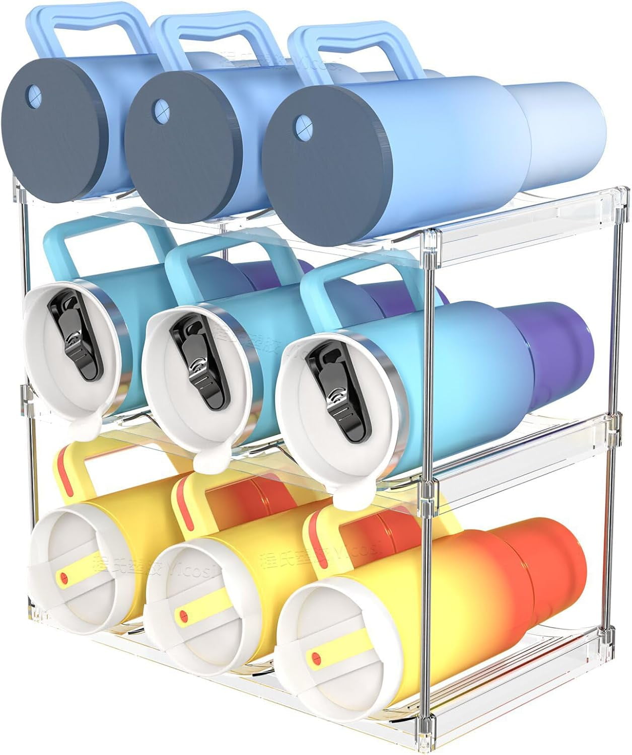 Stackable Water Bottle Organizer for Cabinet, Bottle and Other Tumbler ...