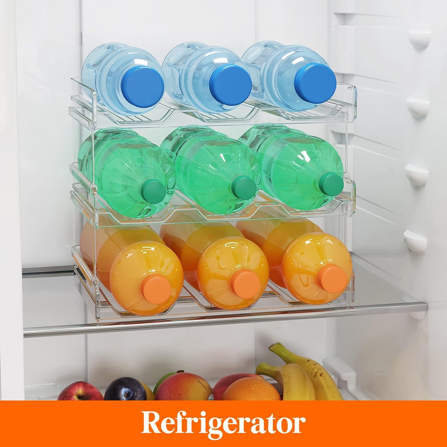 Stackable Water Bottle Organizer for Cabinet, Plastic Bottle Holder ...