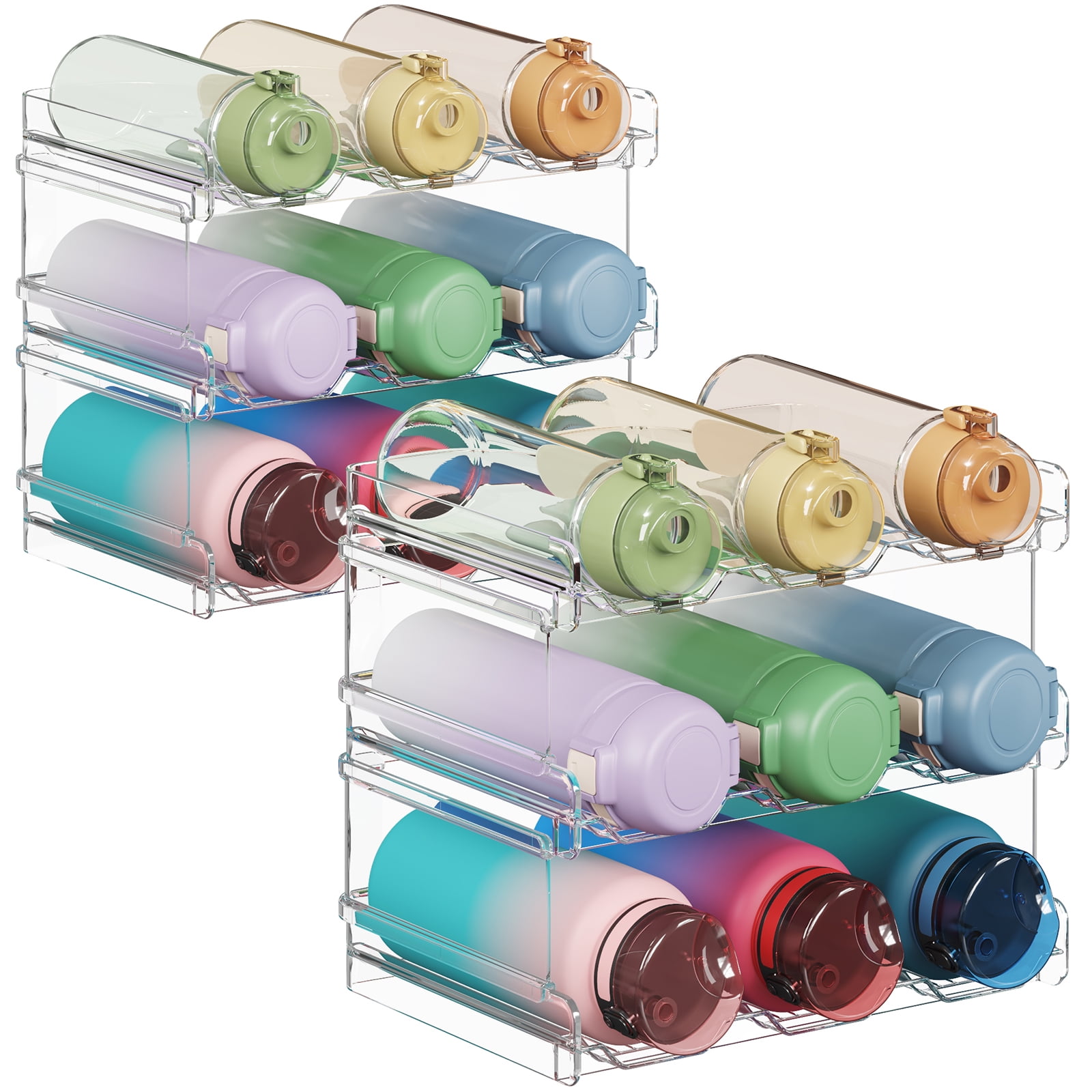 Stackable Water Bottle Organizer for Cabinet, Water Bottle Holder ...