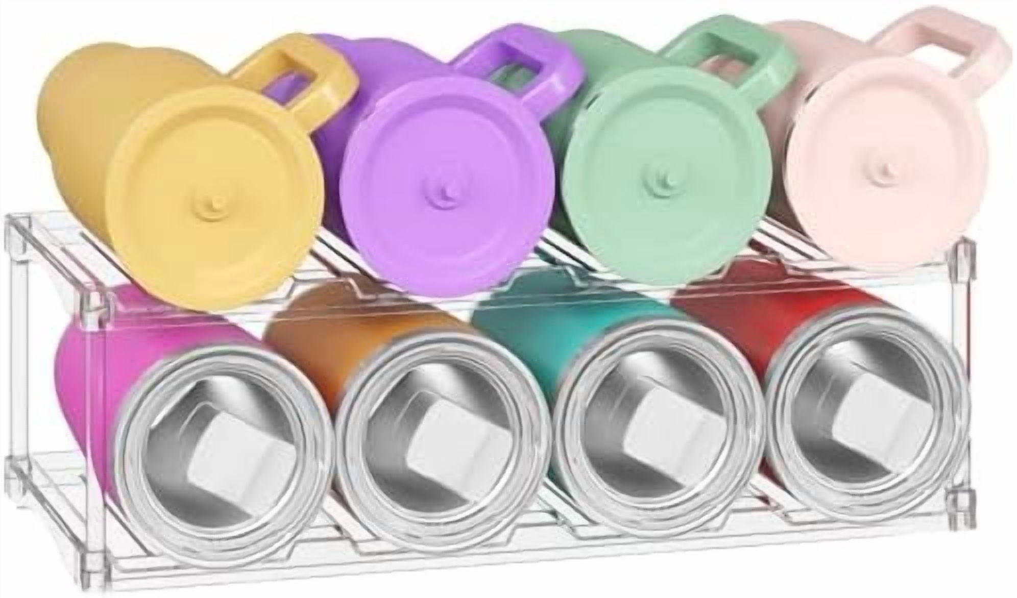Stackable Water Bottle Storage Organizer, Clear Tumbler Cup Mug ...