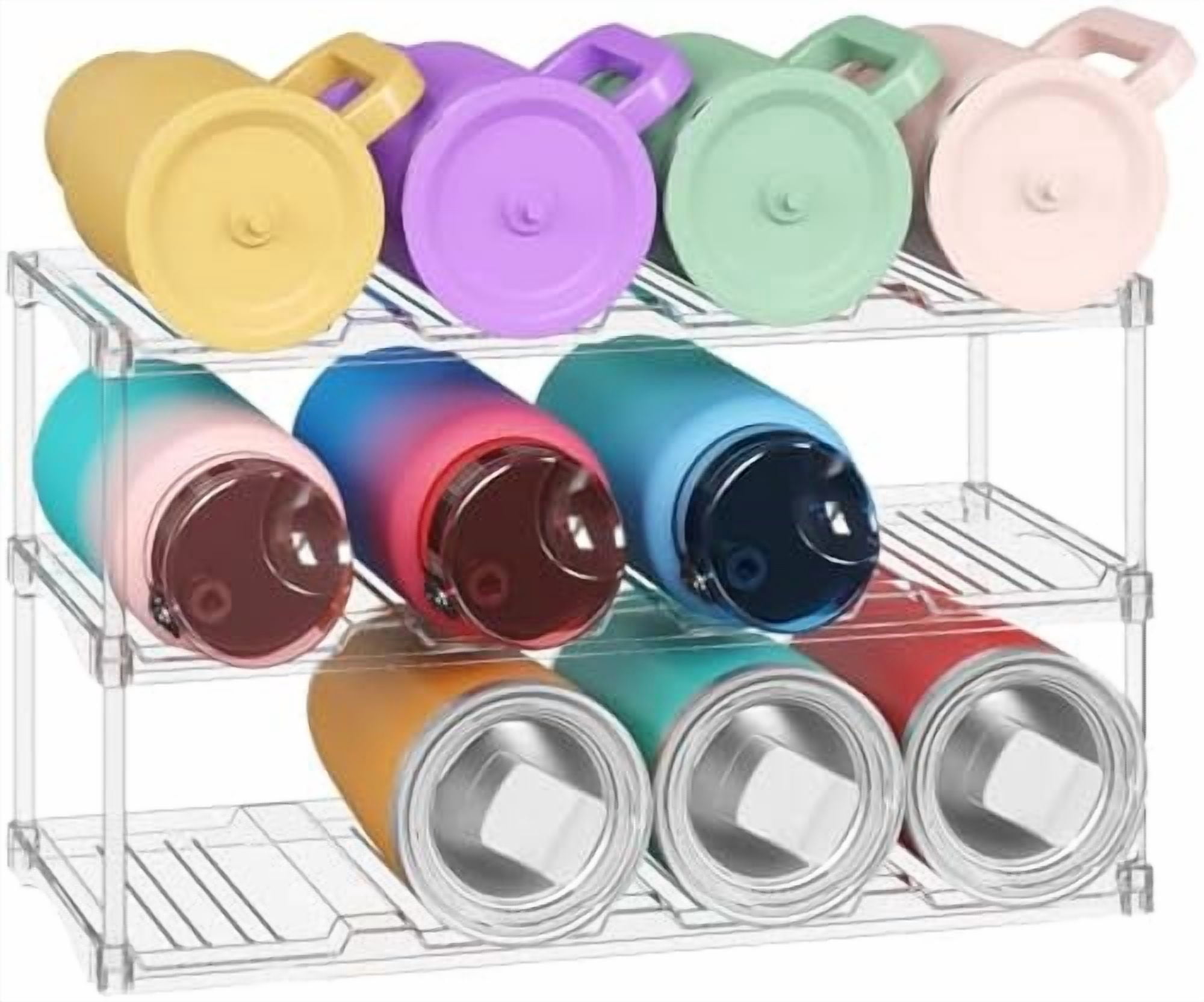 Stackable Water Bottle Storage Organizer, Clear Tumbler Cup Mug ...