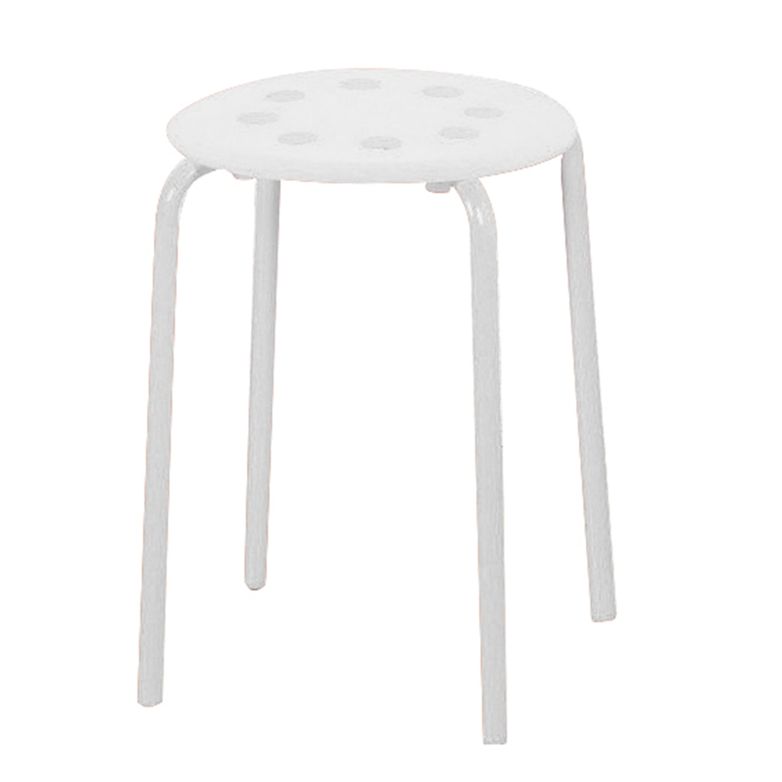 Stackable White Plastic Round Stool with 8-Color Holes, Steel Tube Base ...
