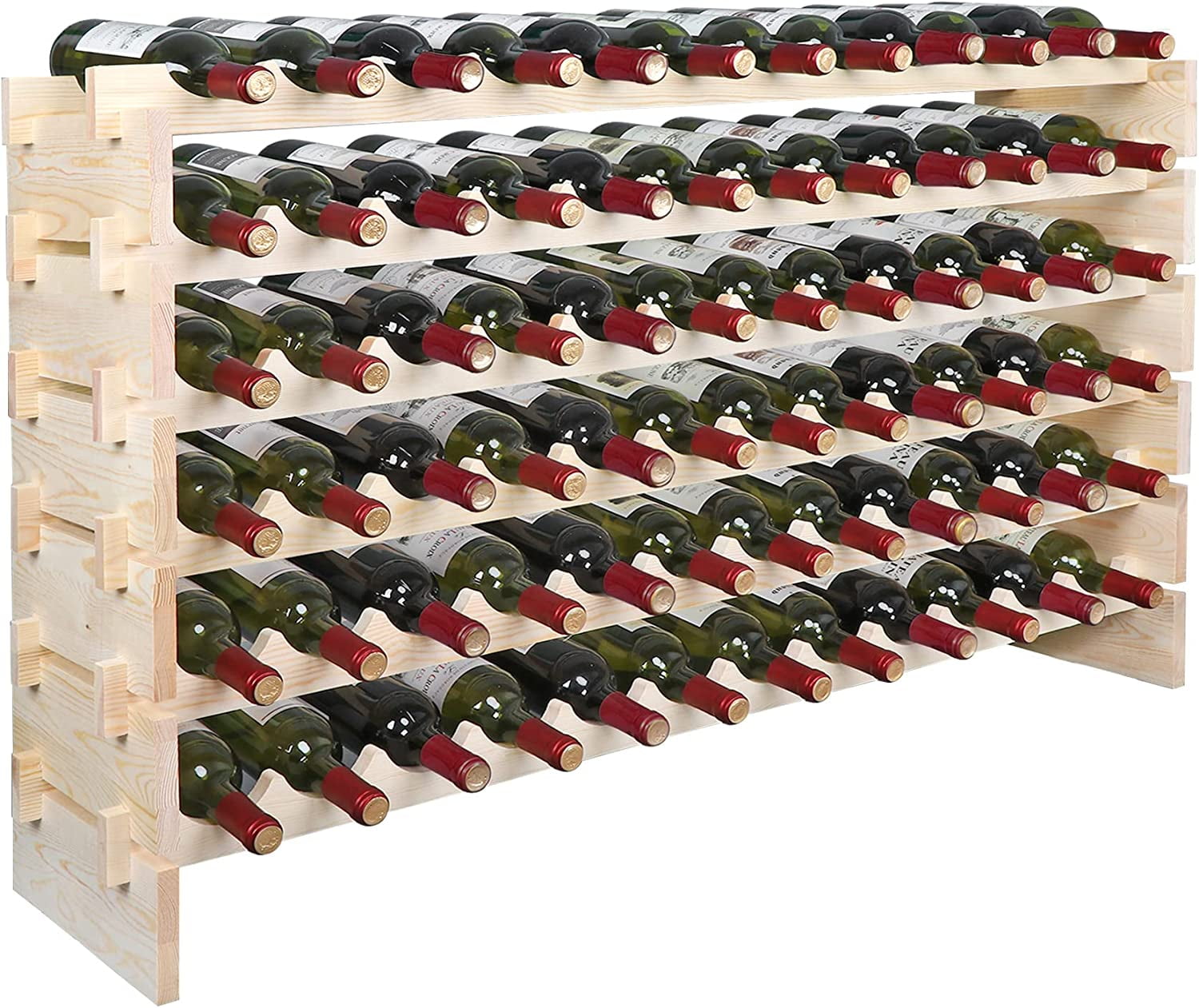 Stackable Wine Rack,72 Bottles Wine Storage Cabinet,6x12 Row Wooden ...