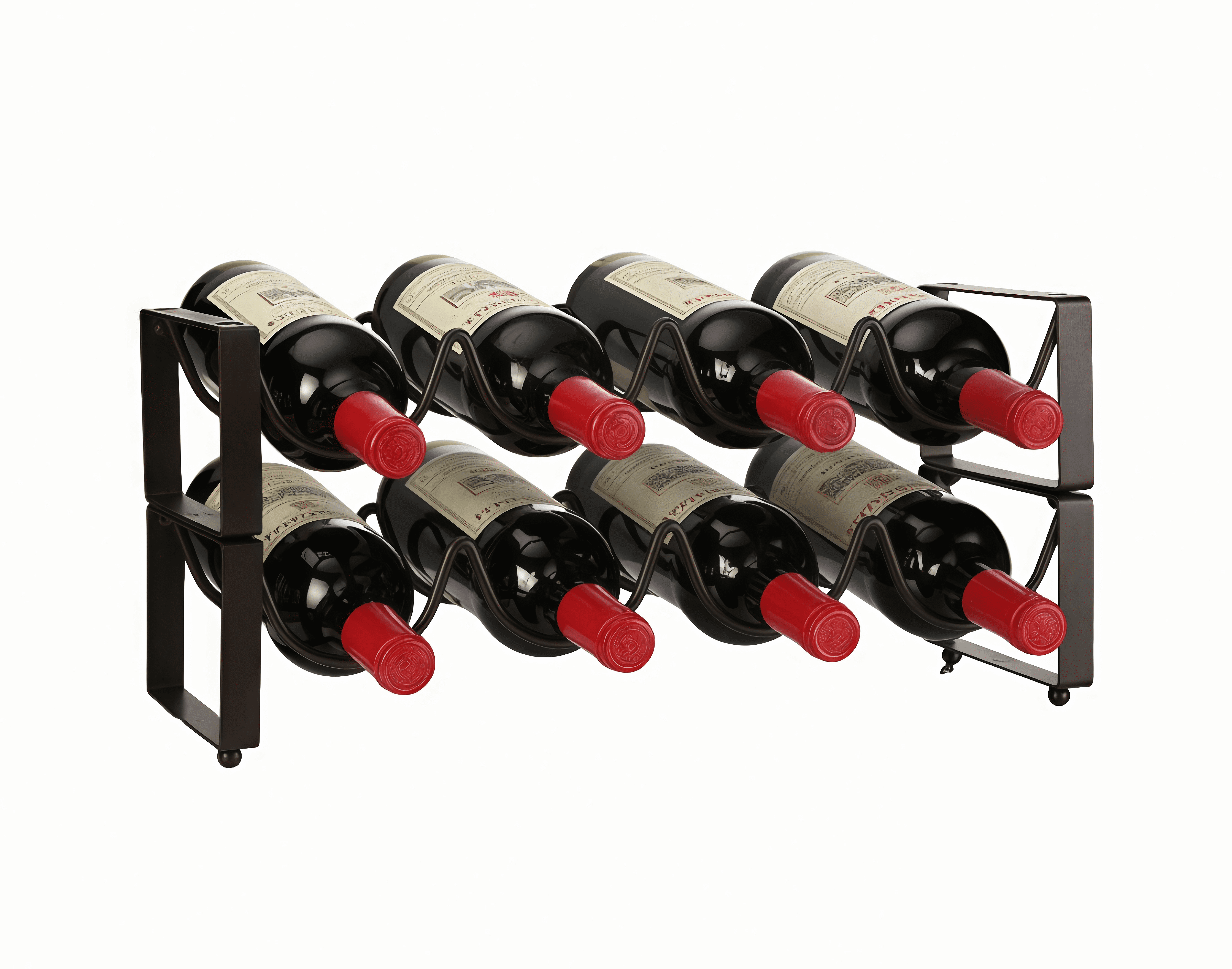 Stackable Wine Rack Countertop, 8 Bottles 2-Tier Metal Wine Bottle ...