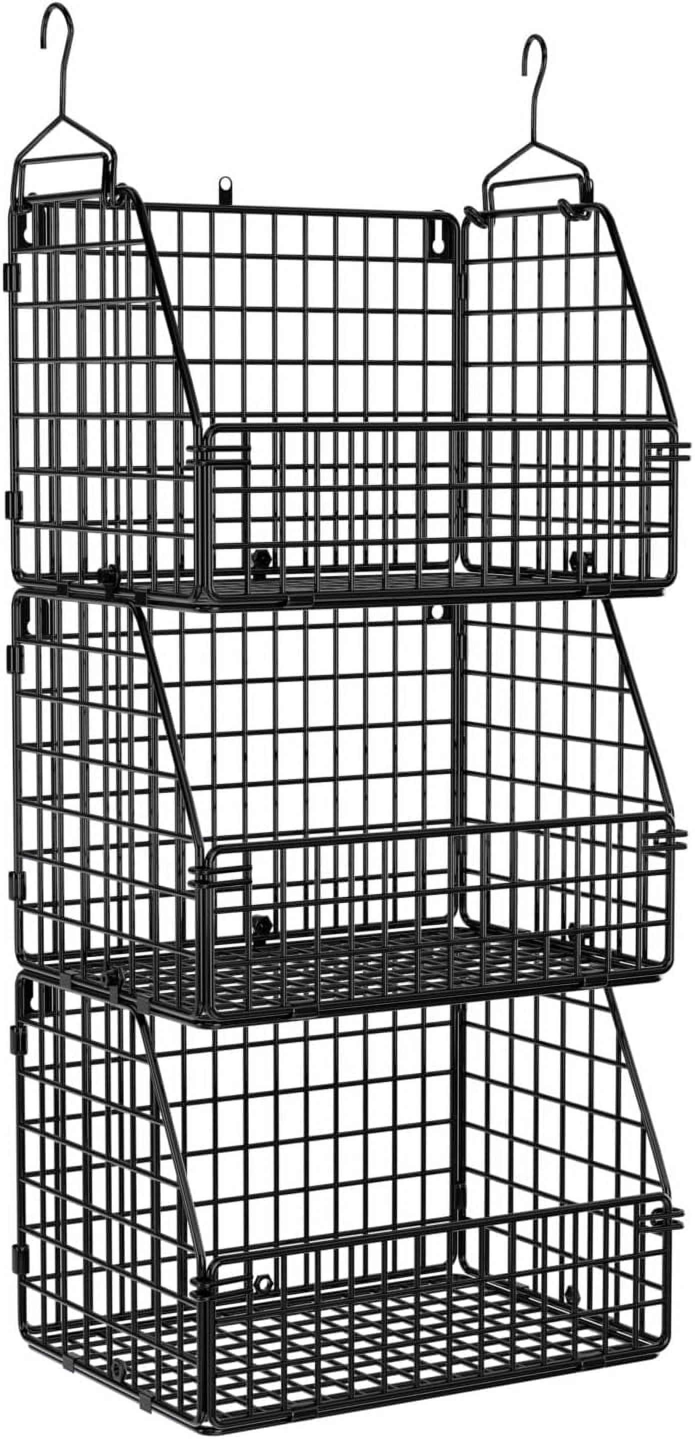 Stackable Wire Storage Baskets for Kitchen Closet Pantry, Hanging ...