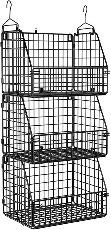 Stackable Wire Storage Baskets for Kitchen Closet Pantry, Hanging ...
