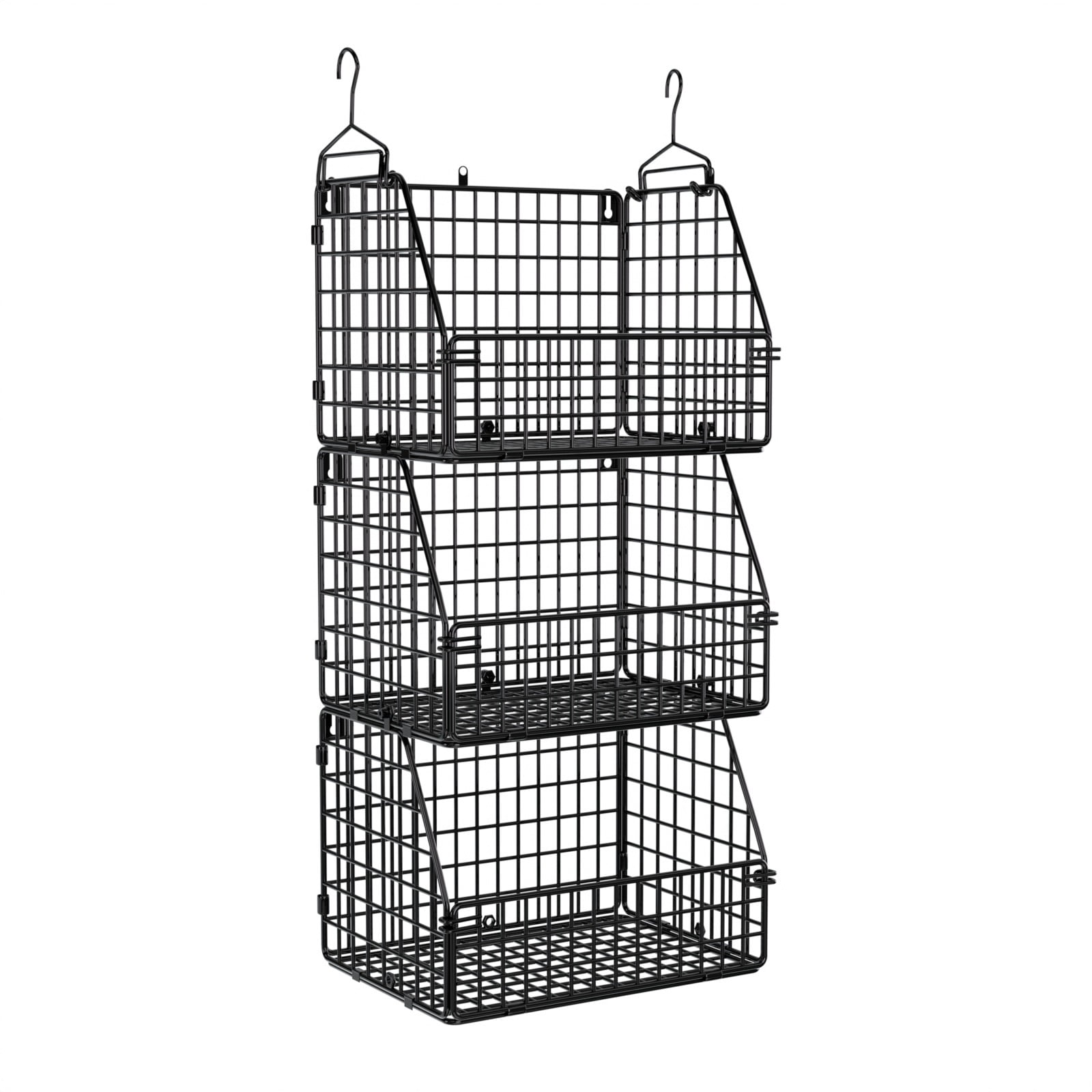 PUPPYCUTE Stackable Wire Storage Baskets for Kitchen Closet Pantry ...
