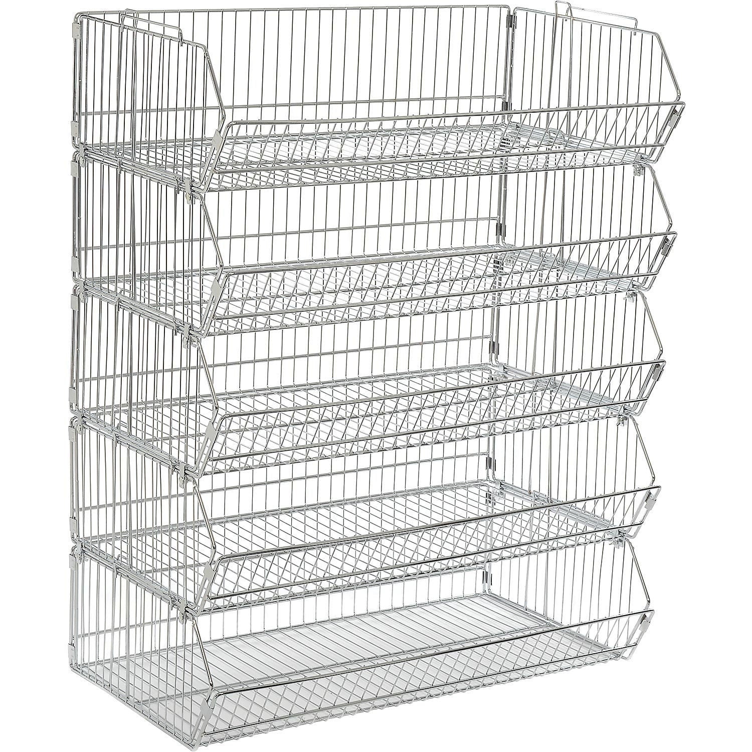 Stackable Wire Storage Bin Rack, 36"W x 20"D x 48"H, 5 Wire Bins ...