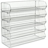 Stackable Wire Storage Bin Rack, 48"W x 20"D x 45"H, 5 Wire Bins ...
