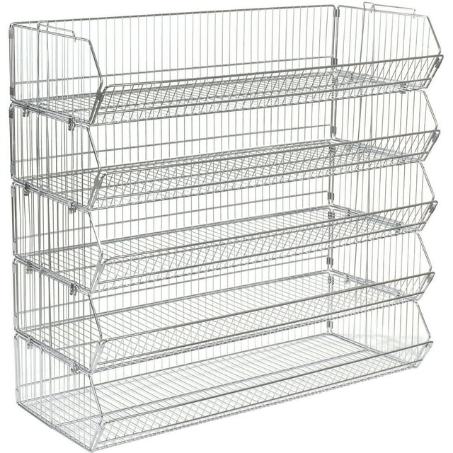 Stackable Wire Storage Bin Rack, 48"W x 20"D x 45"H, 5 Wire Bins ...