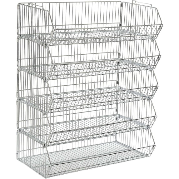 Stackable Wire Storage Bin Rack, 48"W x 20"D x 48"H, 5 Wire Bins ...