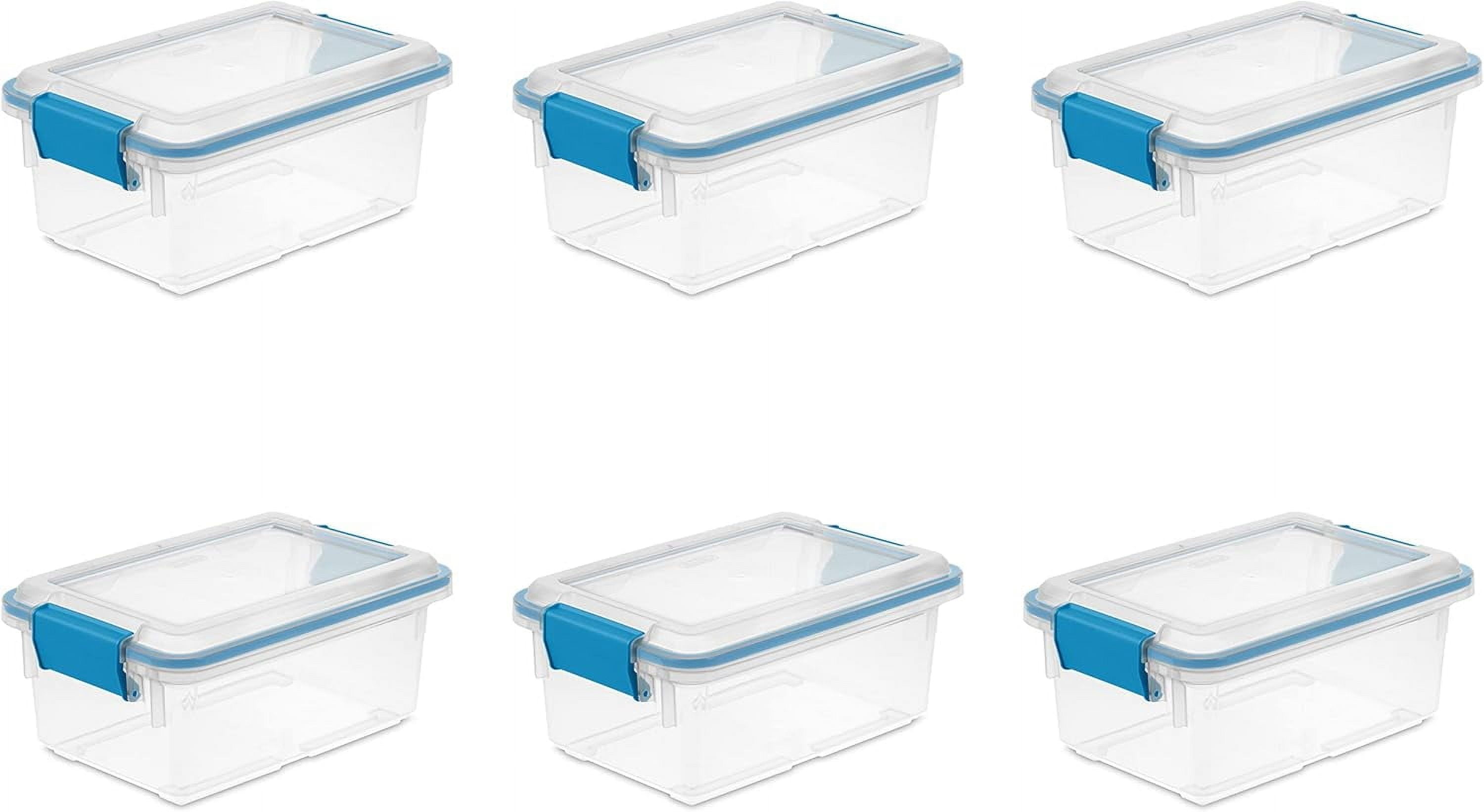 Stackable storage box with lockable lid and seal, used for organizing ...