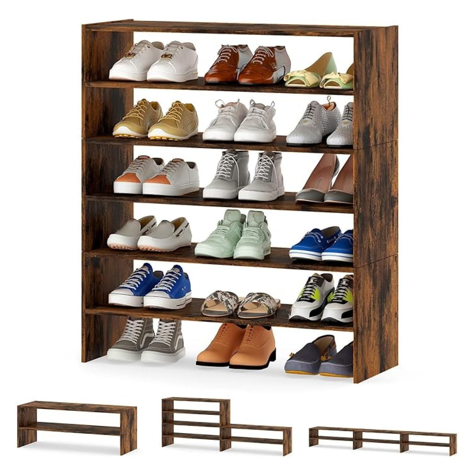 Stackble Vertical Shoe Rack, Space Saving 6-Tier Corner Shoe Storage ...