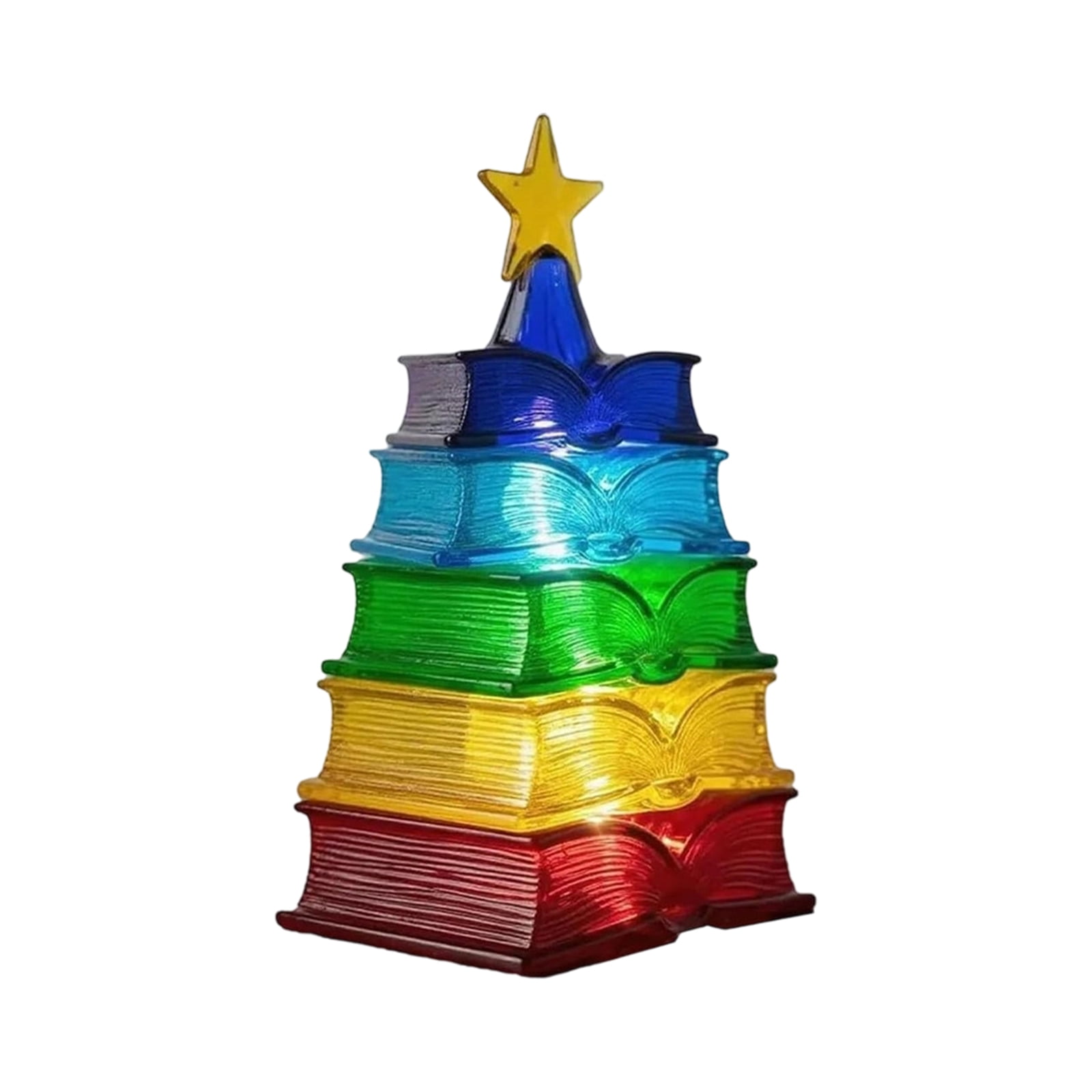 Stacked Book Tree Ornament Decorative Book Shaped Figurine with Star ...